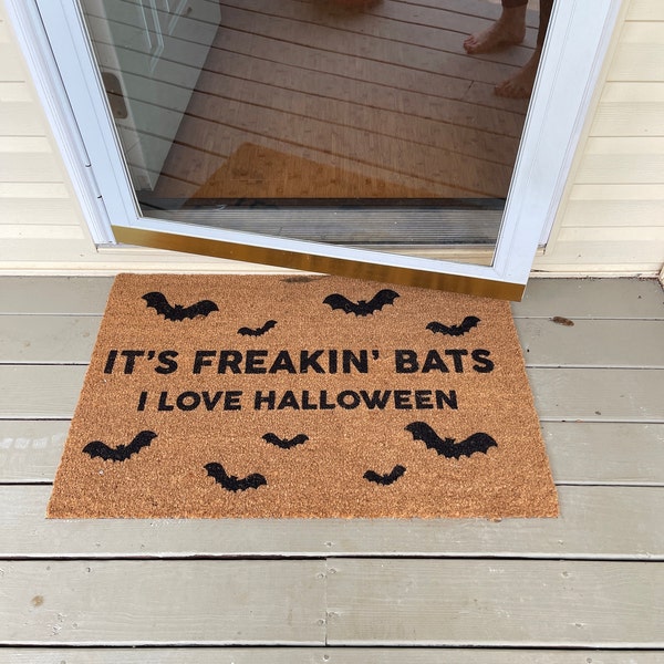 It's Freakin' Bats I Love Halloween Doormat - Welcome Mat Gift - Etsy