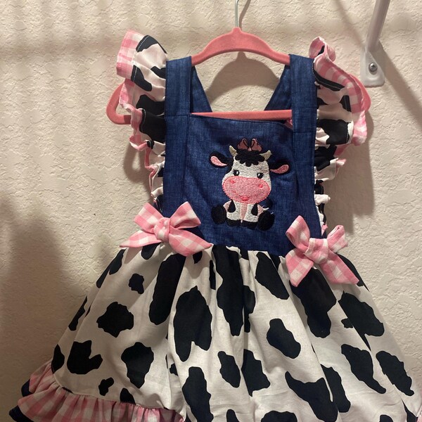 Cow Toddler Dress,farm Dress,girls Cow Dress,baby Cow Dress,toddler Cow ...
