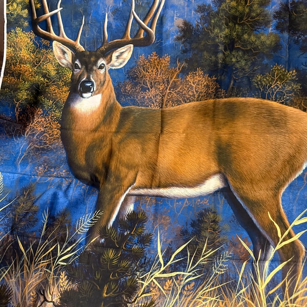 Morning Light ~ Deer, Buck Quilt Panel ~ 36" David Textiles Fabric ...