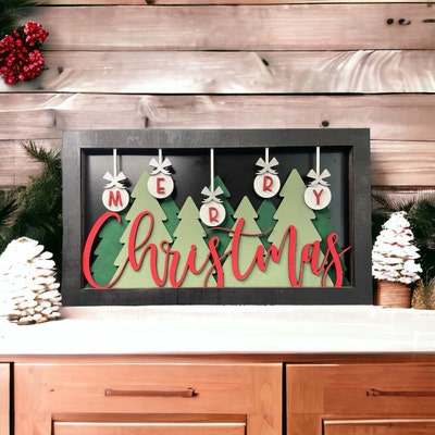 Merry Christmas Shadow Box Sign SVG Digital Download for Glowforge not ...