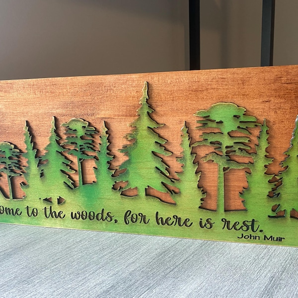 Forest Sign John Muir Forest Quote Sign Tree Scene Sign Rustic Forest ...