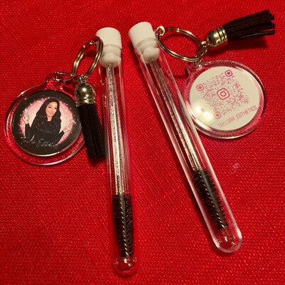 Custom Lash Brush Keychain W/ Logo and QR Code Keychain - Etsy