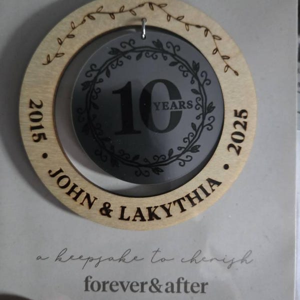 5th Anniversary Gift Ornament / Wooden Laser Engraved Ornament / 5 Year ...