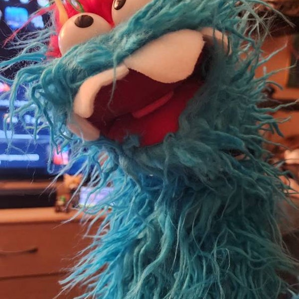 Blue Shaggy Fuzz Pro Monster Hand Puppet - Etsy
