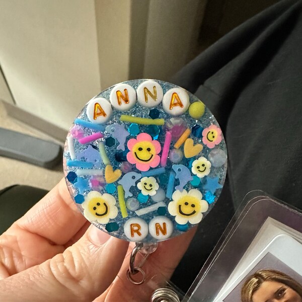 Sparkle Badge Reel, Flower Power Sparkle Badge Reel, Nurse Badge Reel ...