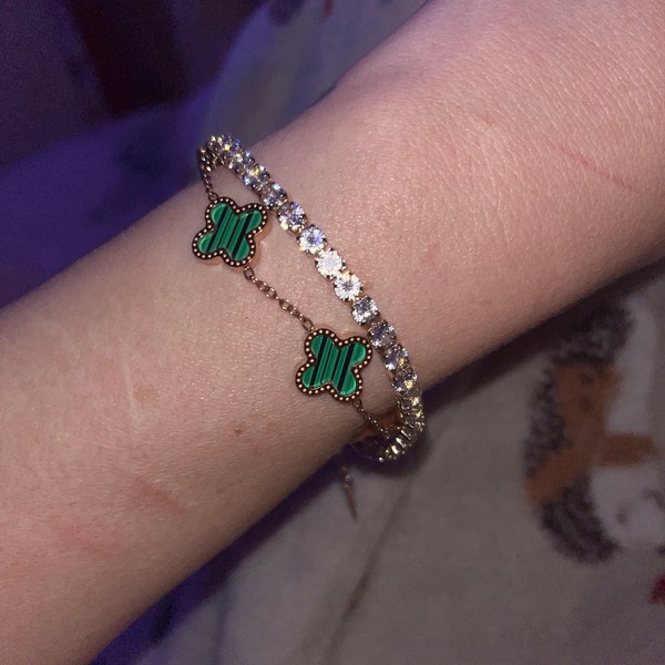 Double Sided 18K Gold & Silver Plated Lucky Floral Four Leaf Clover ...