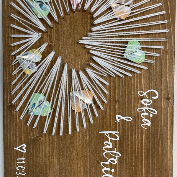 Hochzeitsgeschenk Holz Fadenbild Nagelbild Herz personalisiert - Etsy.de
