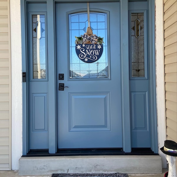 Let It Snow Door Hanger | Winter Front Door Decor | Wooden Door Hanger ...
