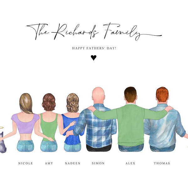 Custom Portrait Family Print, Personalized Gift for Family, Our Family ...