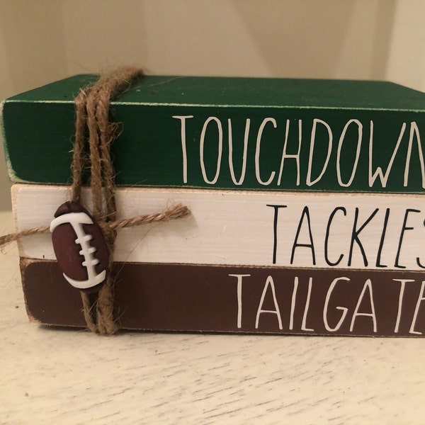 Football Mini Wood Book Stack/ Tier Tray Decor/ Football Decor/ Book ...