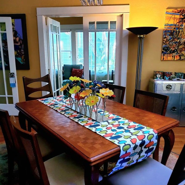 Mid Century Modern Table Runner - Baubles in Coral by Studiofibonacci ...