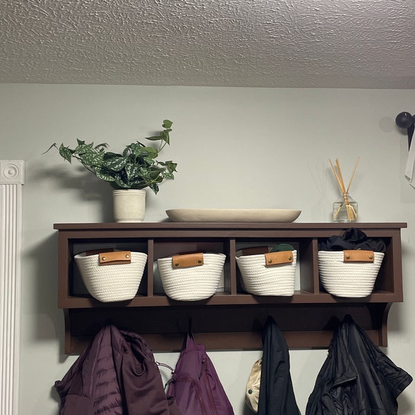 Pine Wood Coat Rack With Storage Shelf: Mudroom Entryway Organizer - Etsy