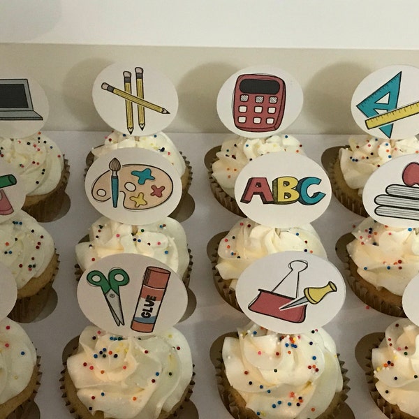 School Theme Cupcake Toppers for Students End of School Year Party for ...