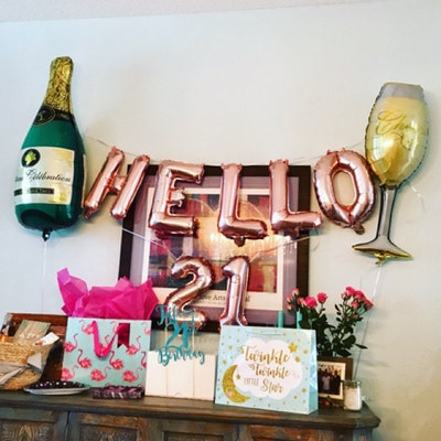 Hello 21 Balloon Banner Custom Birthday Balloon Decoration - Etsy