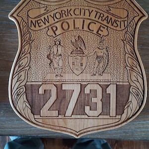 Personalized Wooden New York City Police Shield or Shoulder Patch ...