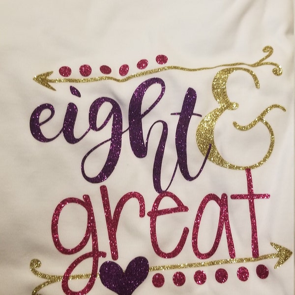 Eight & Great 8th Birthday Shorts Outfit, 8 Year Old Girl Birthday ...