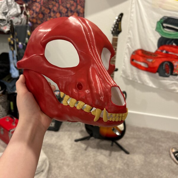 Toony Cat Feline Bone Skull Mask - Movable Moving Hinge Jaw- 3D Printed ...