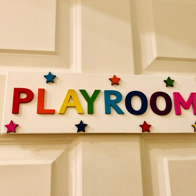 Playroom Sign Childrens Playroom Door Sign Kids Colourful Wall Sign ...