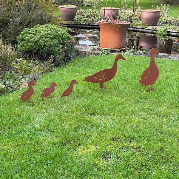 Rusty Metal Family of Ducks - Garden Ornaments - Art - Duck Gift ...