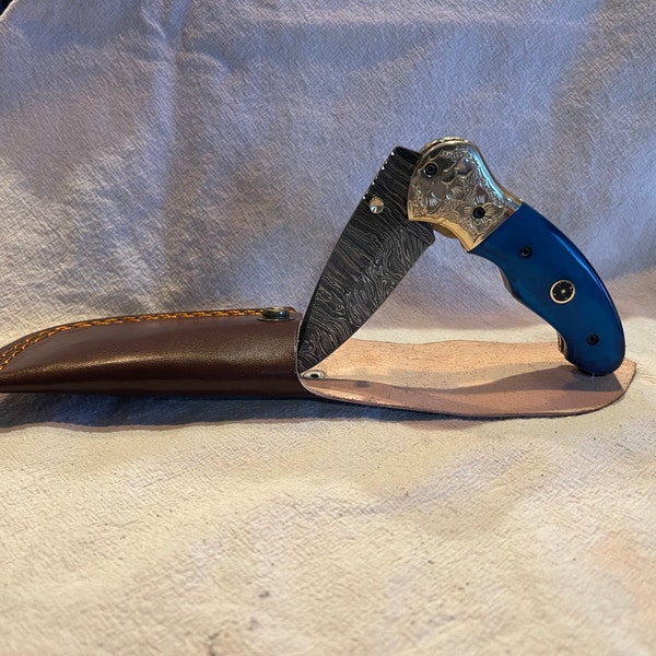 Custom Hand Made Damascus Steel Straight Folding Razor With Shaving ...