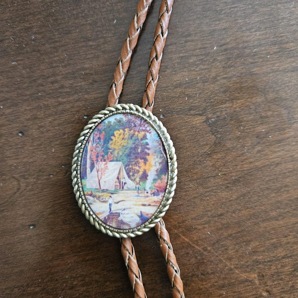 Engraved Tree Bolo Tie Pine Forest Moon Gifts for Him Bola Leather ...