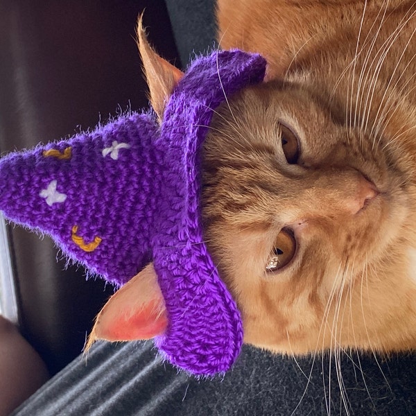 Crochet Magical Wizard Hat | Halloween Crochet Hat for Pet Cat With Ear ...