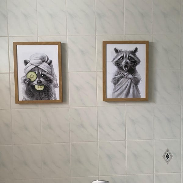 Bathroom Art, Raccoon, Spa Decor, Toilet Humor, Kids Bathroom, Bathroom ...