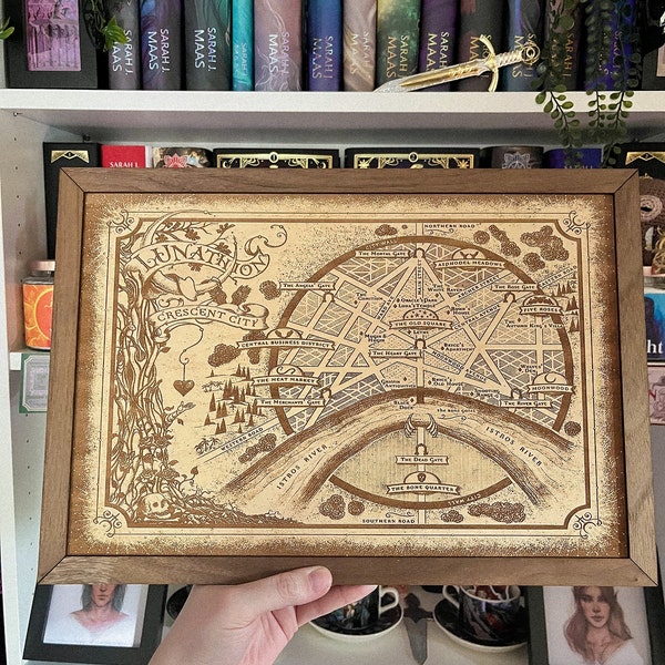 Crescent City Map, Wood Engraved Map of Lunathion, Updated for Book 3 ...