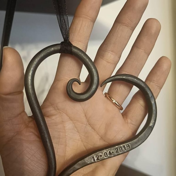 Forged Iron Heart Wall Artwork - Personalized Metal Sculpture - Wedding ...