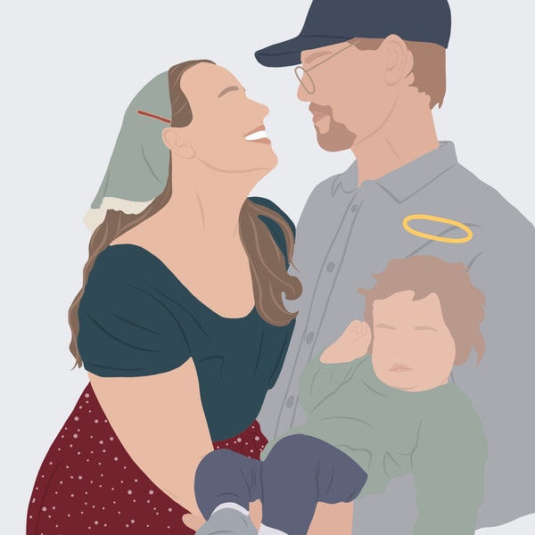 Custom Digital Family Portrait | Faceless Portrait Drawing ...