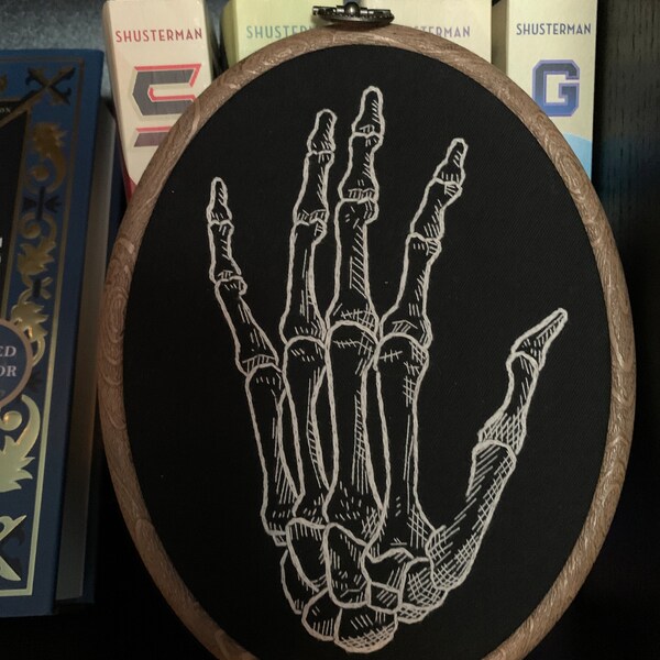 Skeletal Hand Bones 7x5.2 Inch Oval Embroidery Skeleton Ivory Right ...