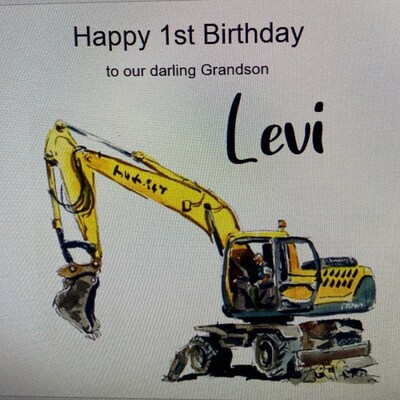 Kids Birthday Card, Personalised Kids Birthday Card, Backhoe Birthday ...