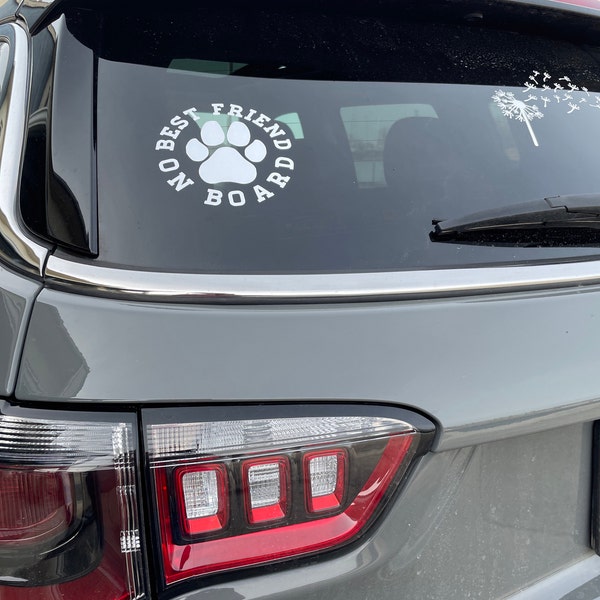 Best Friend on Board Car Window Decal, Dog Paw Decal, Truck Decal, SUV ...