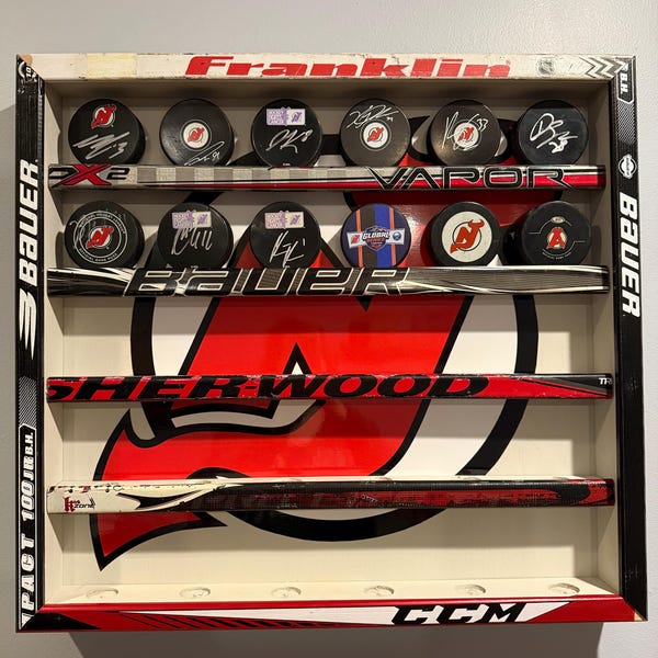 Hockey Puck Display W/display Area hockey Room Decor, Hockey Player ...