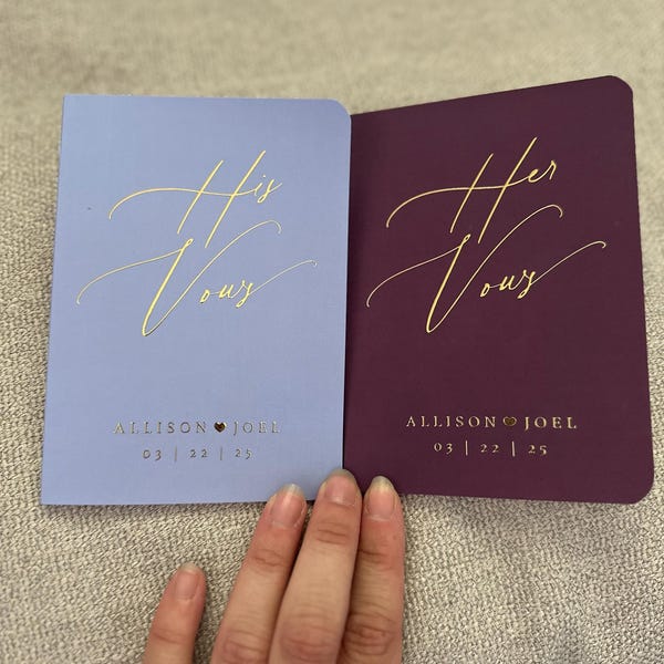 Boho Wedding Vow Books, Personalized Vow Booklets, Real Gold Foil ...