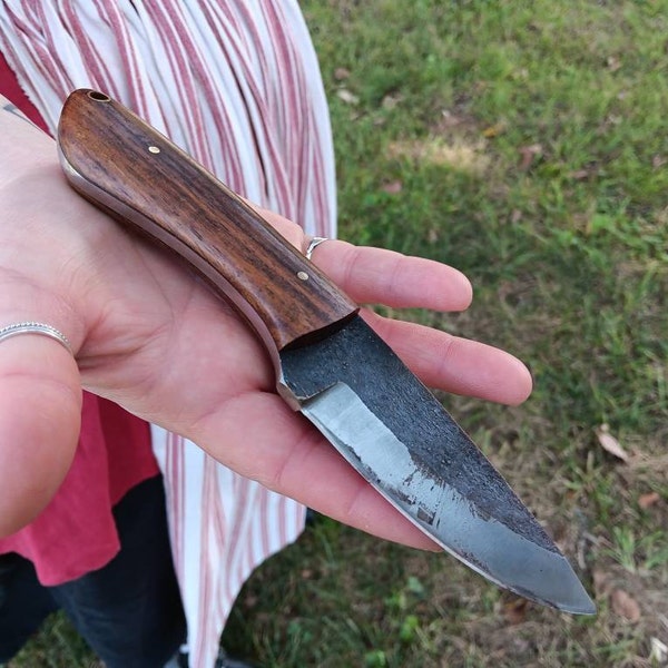 Hand Forge Bushcraft Knife With Sheath | Rosewood Fixed Blade Custom Knife | Hunting Knife ...