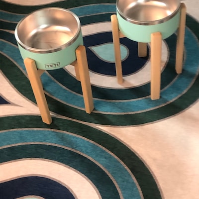 Custom Modern Elevated Dog Bowl Stand Mid-century Feeding Stand Options ...