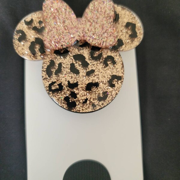 Leopard Mouse Head Phone Grip, Mouse Head Pop Grip, Glitter Phone ...