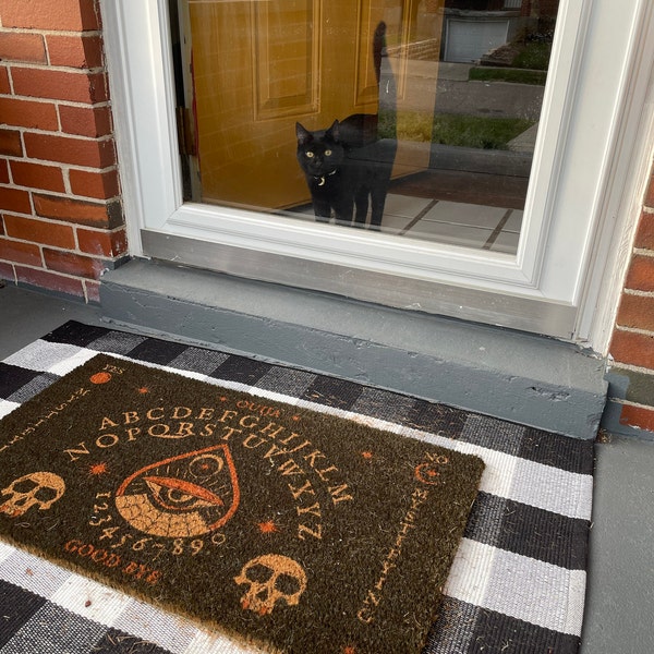 Halloween Skeleton Ouija Board Coir Door Mat, Welcome Halloween Front ...