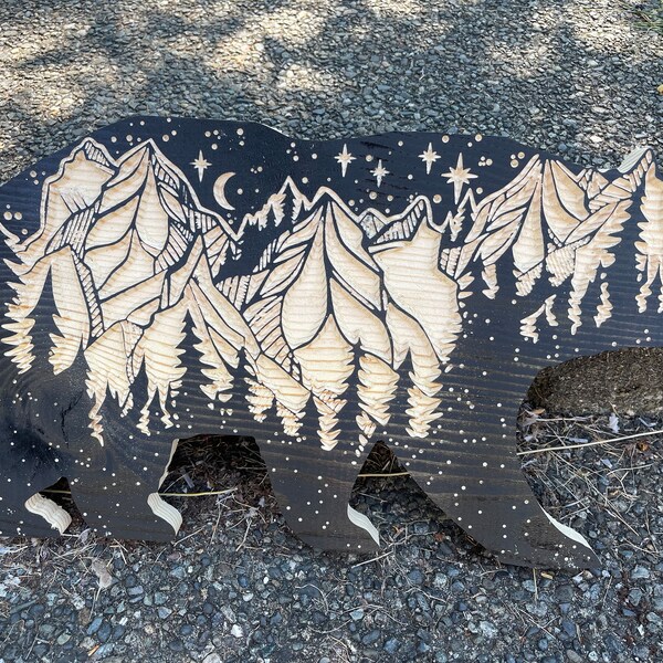 Starry Night Bear Silhouette, CNC File, DXF, Digital File Download - Etsy