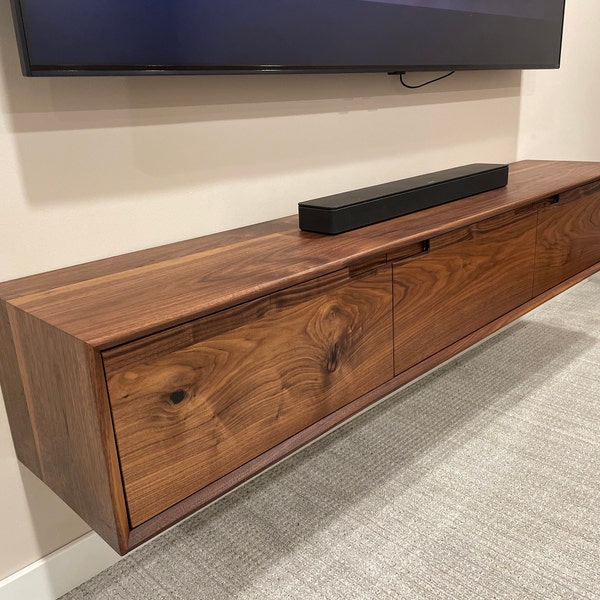 Walnut Floating Media Console - Etsy