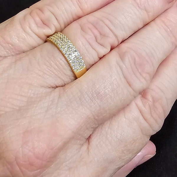 18K Gold Pave Ring Wedding Band Stackable Rings for Women Statement ...