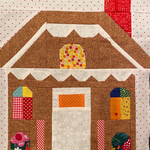 Gingerbread House Quilt Block Pattern With Instructions for 6 Inch and ...