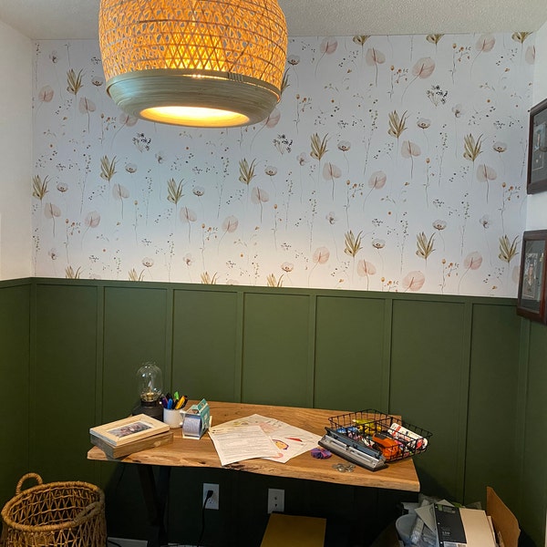 Modern Neutral Floral Wallpaper. Neutral Colors. Peel and Stick and ...