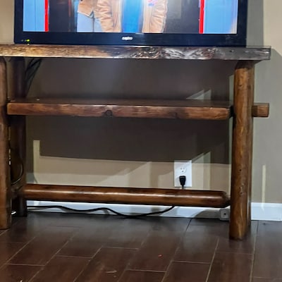 Rustic Live Edge Log TV Stand for Living Room With Media Center ...