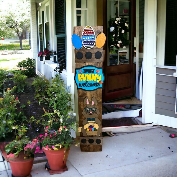 Easter Porch Leaner Sign Laser Cut File, Easter Bunny Interchangeable ...