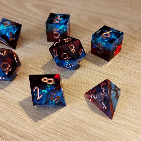 Blue Lightning DND D20 Dice, Resin Sharp Edge Dice Set, D&D Dice Set ...
