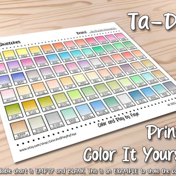 Numbered 1-120 Swatch Chart Printable Page Set of 120 DIY Color Chart ...