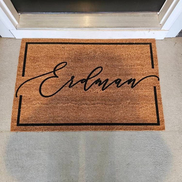 Monogrammed Coir Border Door Mat,monogram Border Personalized Doormat ...