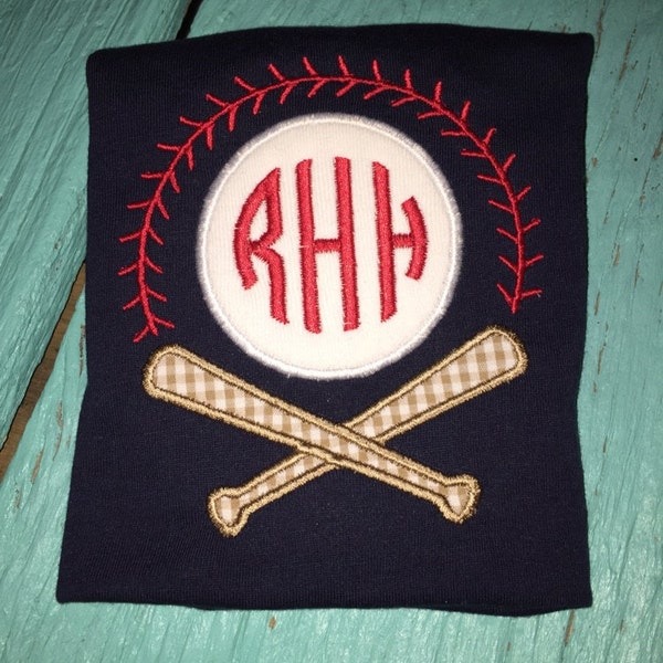 Baseball Bat Monogram Applique Design, Machine Embroidery Design, Boy ...